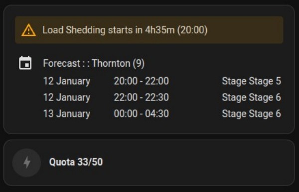 Blog • Load Shedding integration on Home Assistant with EskomSePush API